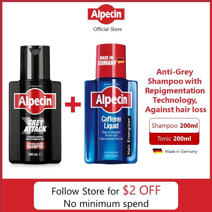 Alpecin Grey Attack Kit - Caffeine & Colour Shampoo 200ml + Hair Tonic ...