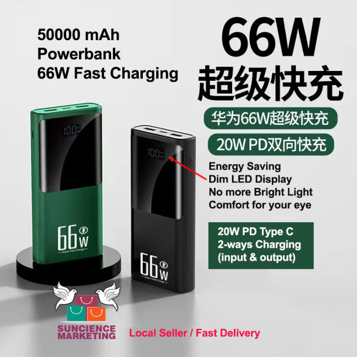 66W 50000mah PD Super-Fast Charger Power Bank, Dimmed LED display light ...