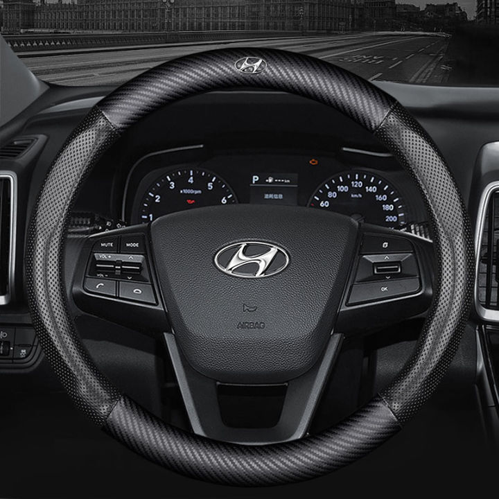 Carbon Fiber Breathable Premium Steering Wheel Cover for Hyundai CRETA ...