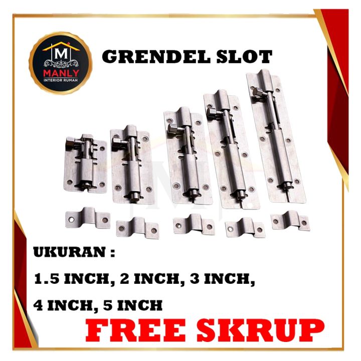 Grendel Slot Pintu Jendela 1,5 inch, 2 inch, 3 inch, 4 inch, 5 inch ...