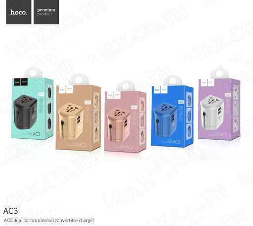 Hoco AC3 USBX2 ปลั๊กเที่ยวรอบโลกพร้อมช่องชาร์จ 2USB Dual Universal ...