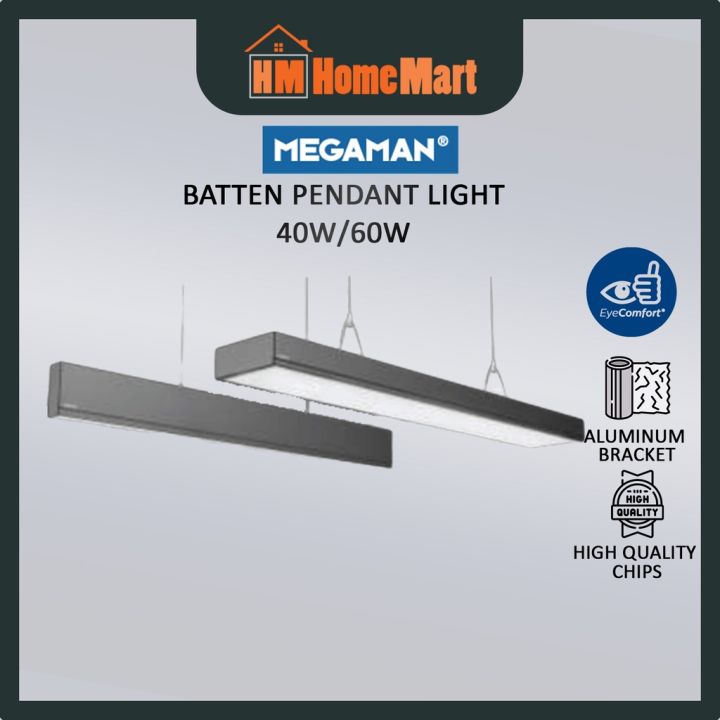 MEGAMAN LED Indoor Batten Pendant Light 40W/60W (4000K/6500K) (1 Year ...