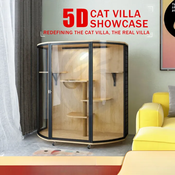 Cat Cage Villa Luxury Cat Home Cage Large Space Free Glass House Room ...