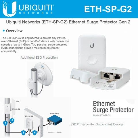 Ubiquiti ETH-SP-G2 Ethernet Surge Protector (Gen 2) | Lazada PH