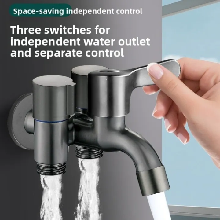 NAMSHEVA Multifunction Three Tap Faucet Dual Control Double Outlet ...