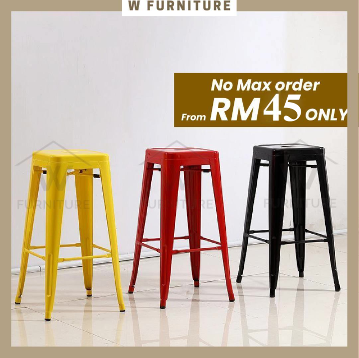 WFURNITURE Bar Chair Metal Dining Chair Kerusi Makan Kerusi Besi Steel ...