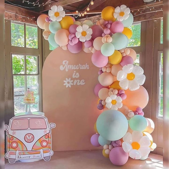 Pastel Balloons Arch Kit Daisy Flower Balloon Garland Kid Birthday Party Baby Shower Wedding ...