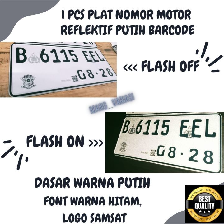 Plat Nomor Motor Model Terbaru Reflektif Putih Barcode Dengan Font Baru ...