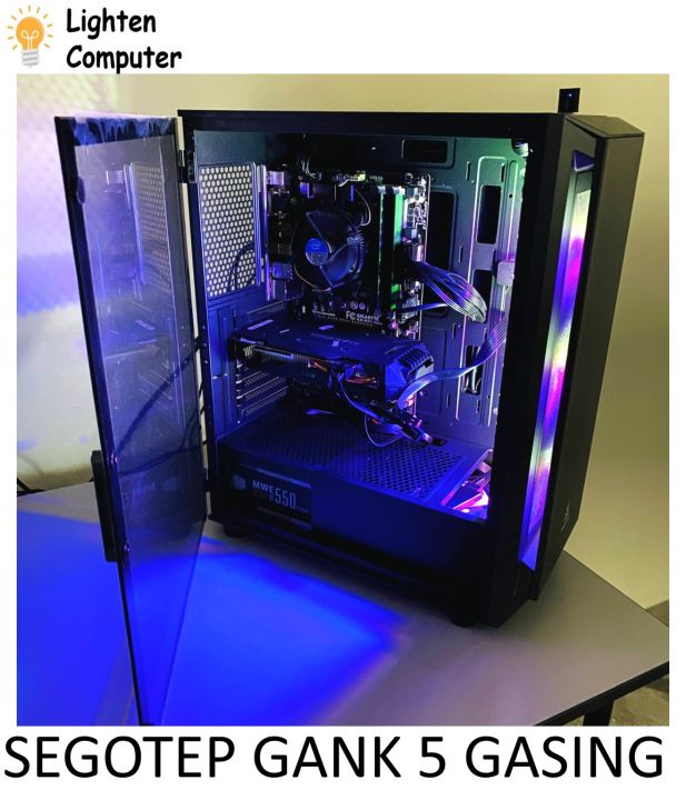 Segotep Gank 5 RGB ATX Tempered Glass Gaming Casing Black - 3 RGB FAN ...