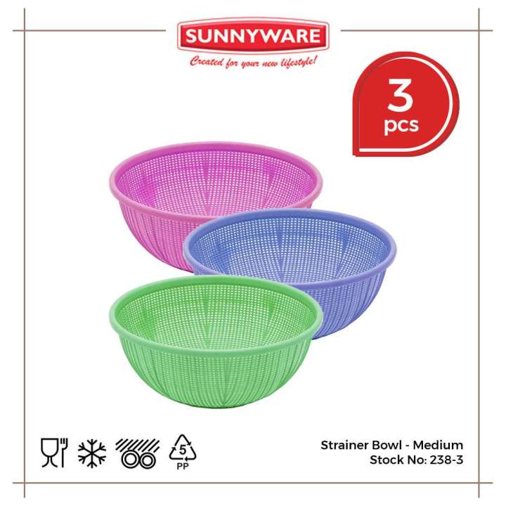 3pcs set Strainer Bowl - medium [ Sunnyware 238-3 ] | Lazada PH