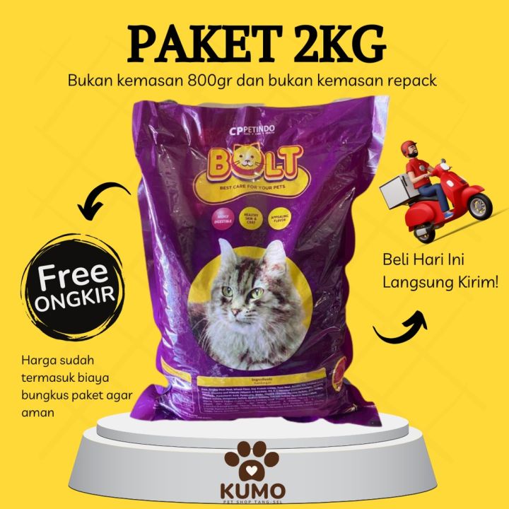 PAKET HEMAT 2KG Bolt Makanan Kucing Tuna Bentuk Ikan Sudah Termasuk ...