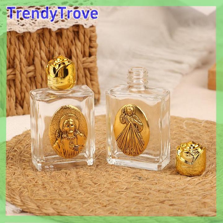 CHENJ 11 Types Of Glass Holy Water Jesus Bottle Religious Cross Bottle ...