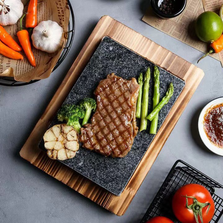 Kitchen Plus Lava Stone Cooking Steak with Wood Set / stone steak ...