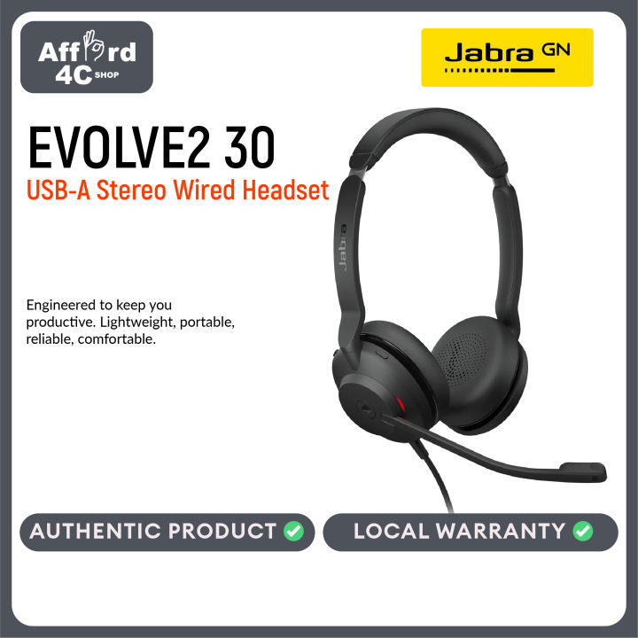 Jabra Evolve2 40 Jabra Evolve2 30 MS Wired Stereo Headset | USB-A ...