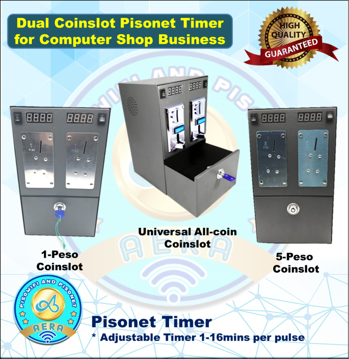 PISONET Dual Coinslot with dual 4-digit timer (plug and play for two ...