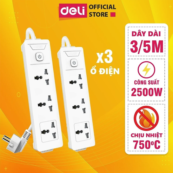 Ổ điện Deli cao cấp có cổng USB + đèn led thiết kế đặc biệt .Các Mã sản ...