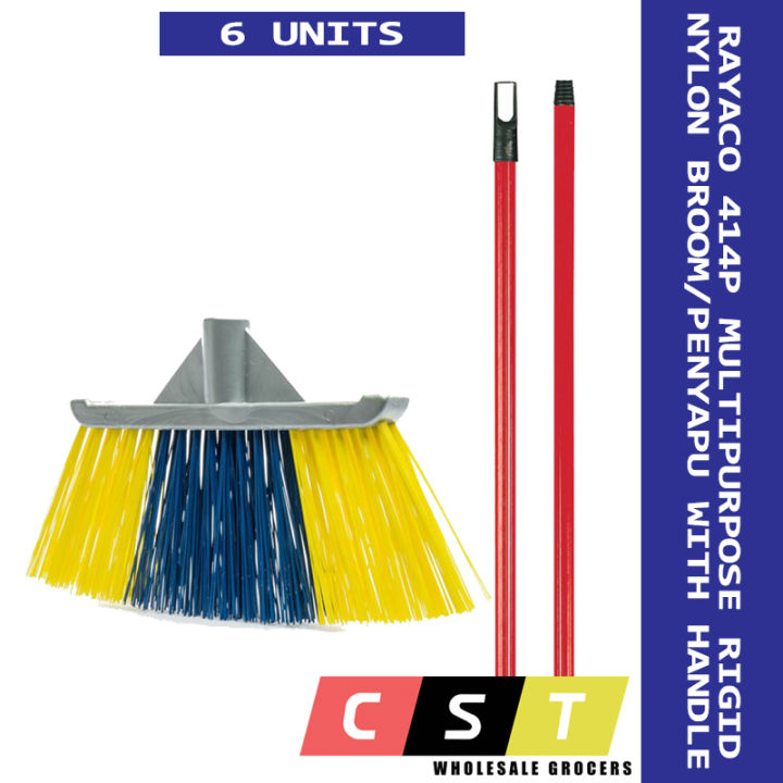 RAYACO 414P Multi-Purpose Rigid Nylon Broom/Penyapu with Handle X 6 ...