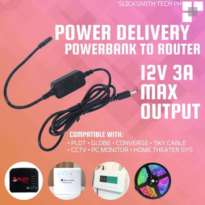 Powerbank to Modem Power Delivery Cable 12V 3A Output | Lazada PH