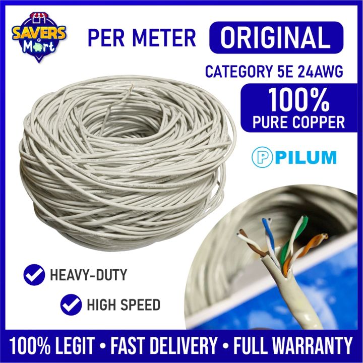 Cat5E Pure Copper Per Meter / 24AWG / UTP Cable / ORIGINAL | Lazada PH