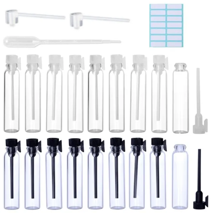 10pcs 1ml 3ml Black White Empty Small Clear Glass Perfume Sample Vial ...
