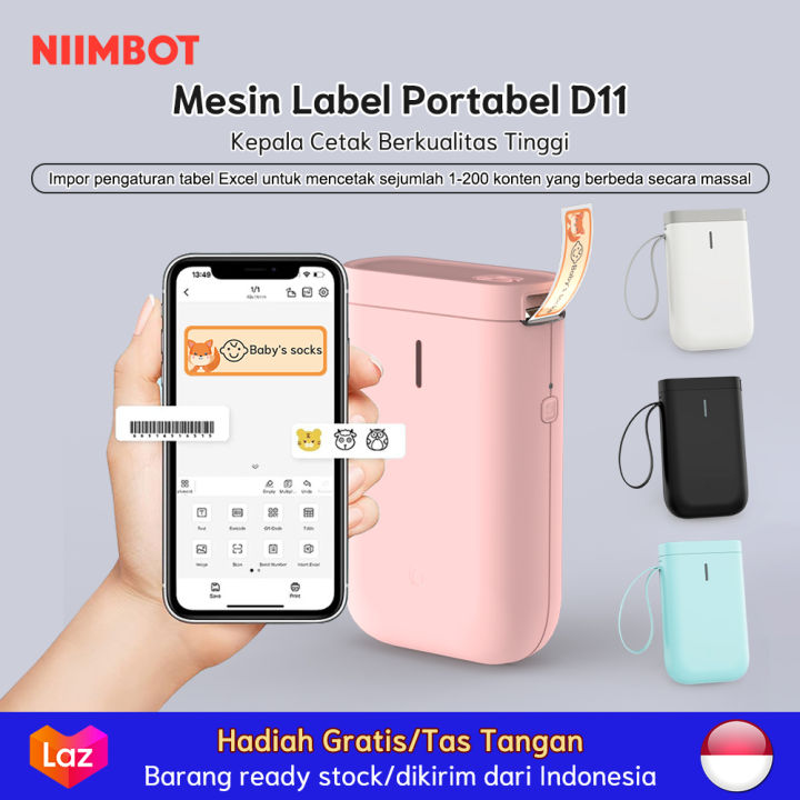 NIIMBOT D11 Printer Label Pintar Portabel - Bluetooth Thermal Label Maker untuk Harga, Barcode ...