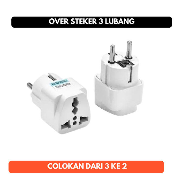 Adapter Colokan Kaki 3 Steker 3 ke 2 Sambungan Charger Stop Kontak ...