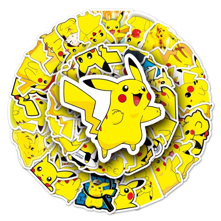 54 Piece MINISO Pokemon Pikachu Cute Stitch Stickers DIY For Phones ...