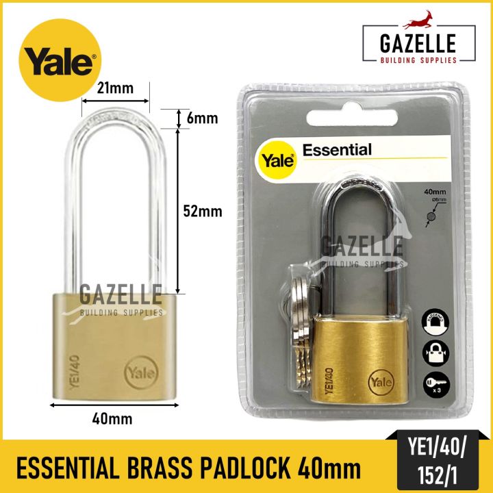 Yale Essential Brass Padlock YE1 Long Shackle / Extra Long Shackle / 2Pc 4Pc Keyed Alike - 20mm ...