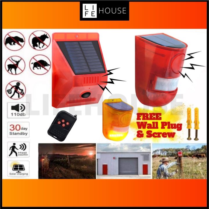 【Solar Charge】Smart Flash & Siren Alarm Motion Sensor Alarm System ...