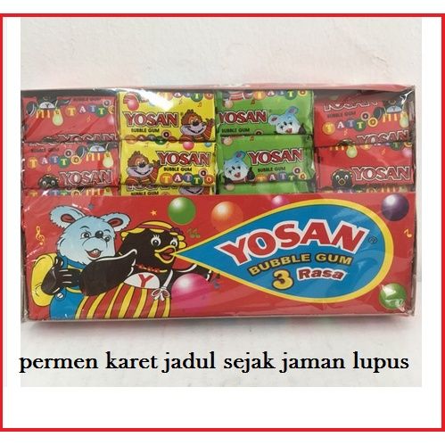 Permen Karet Jadul Yosan Bubble Gum 3 Rasa 1 box isi 60 pcs | Sejak ...