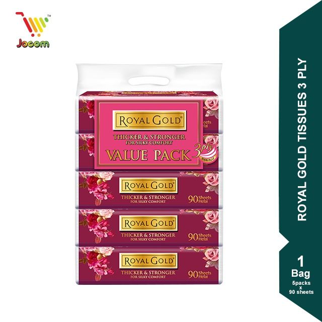 Royal Gold Luxurious White Travel Pack 3ply (5 Packs x 90s) | Lazada