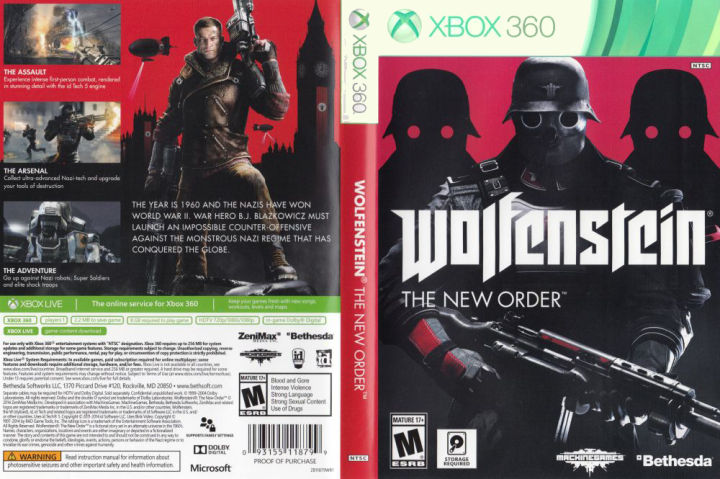 XBOX 360 Wolfenstein The New Order | Lazada