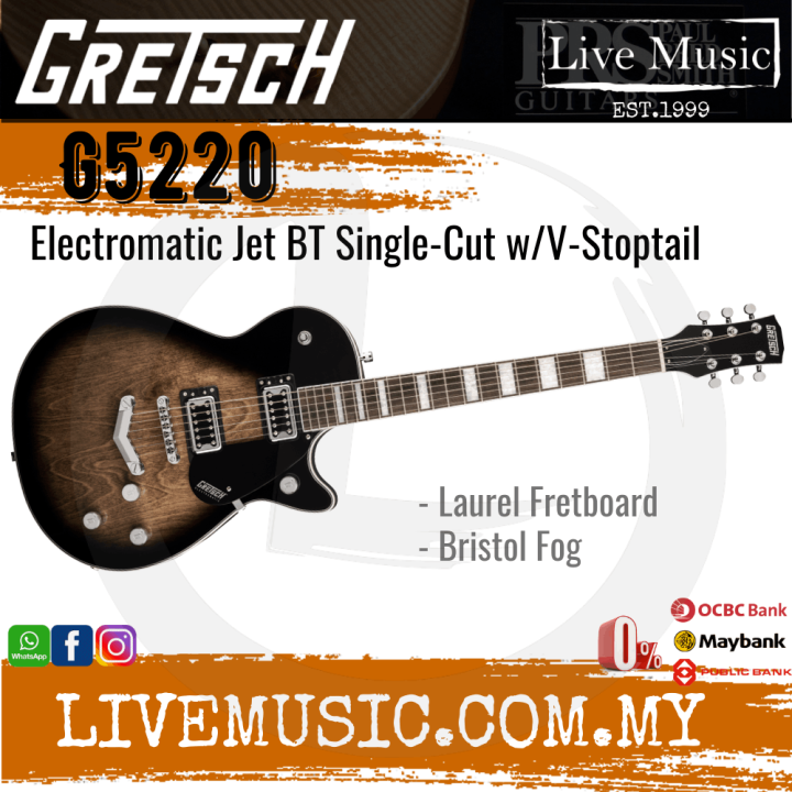 Gretsch G5220 Electromatic Jet BT Single-Cut V-Stoptail Electric Guitar, Bristol Fog | Lazada