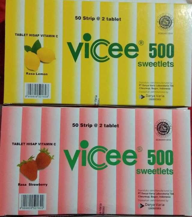 ViCee 500 Vitamin C isi 100 tablet Rasa strawberry, Lemon | Lazada ...