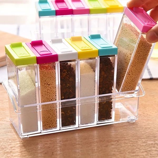 Transparent Crystal Condiments Organizers Seasoning Box Condiments ...