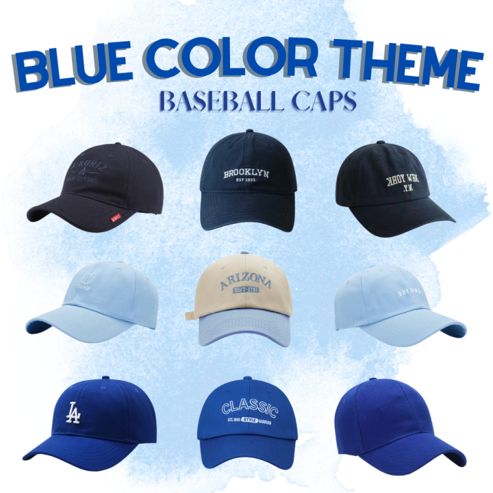 ALL BLUE COLOR SCHEME/THEME Cotton Unisex Baseball Cap School Cap OOTD ...