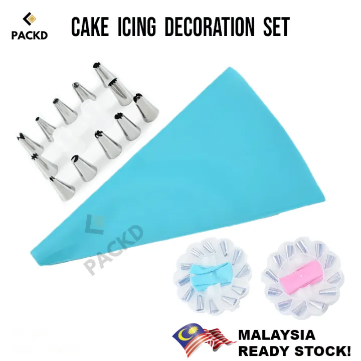 15 pcs Icing Decoration Set Reusable Silicone Icing Bag Piping Bag ...