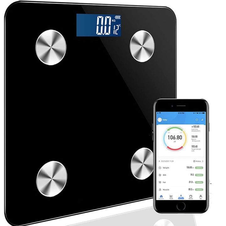 Bathroom Scales Bluetooth Floor Body Scale BMI Fat Scales LED Digital ...