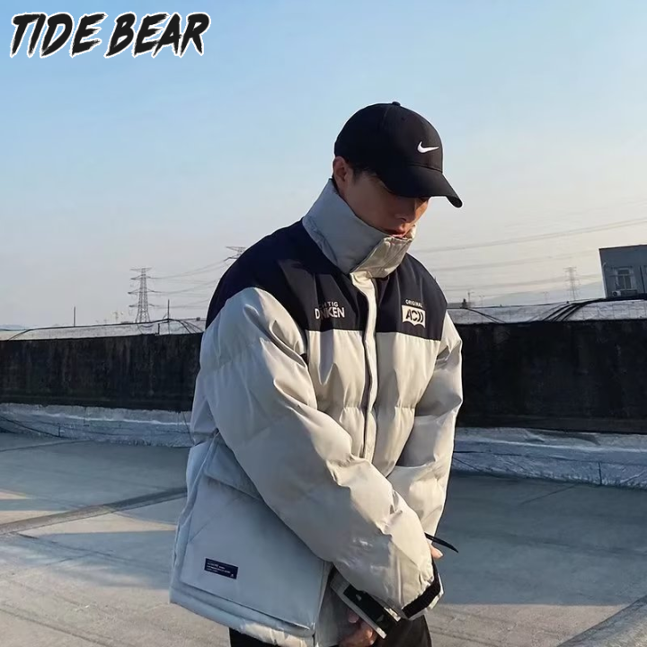 TIDE BEAR แจ็คเกตหนาเย็บติดคอตั้งย้อนยุคสไตล์ญี่ปุ่นสำหรับผู้ชายและ ...