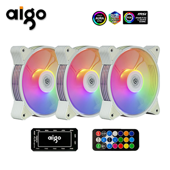 Aigo AR12 120mm White 3 Pin 5V Argb Desktop Computer case fans SATA ...