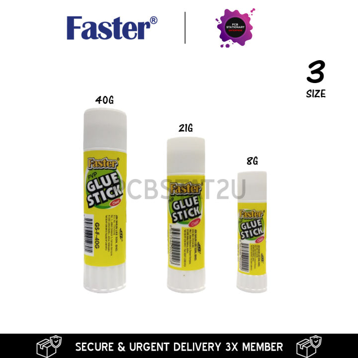 Faster Glue Stick PVP Adhesive Advanced Formula 8g/21g/40g - (1's ...