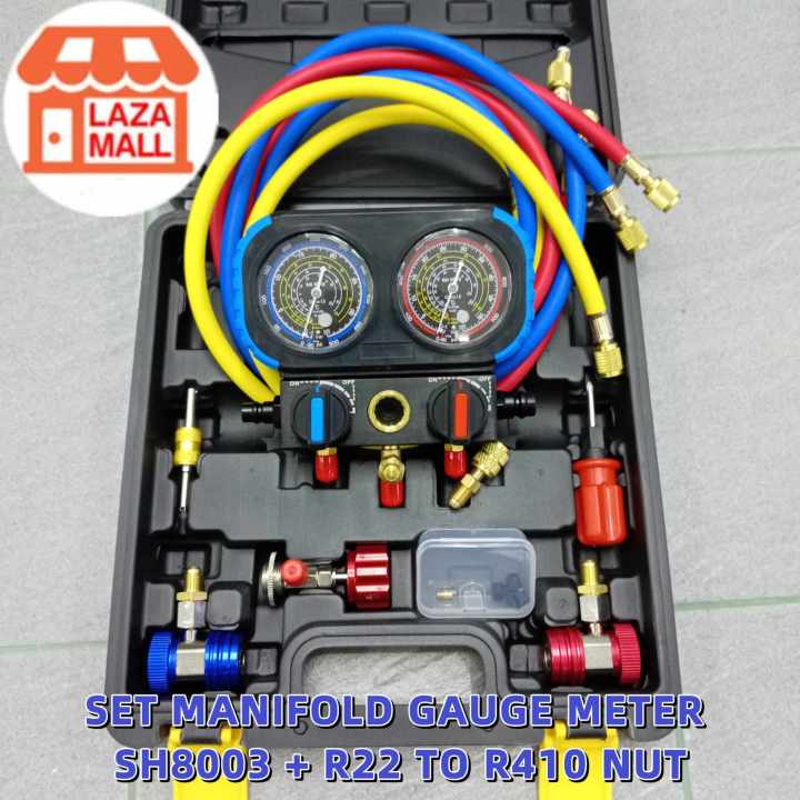 MANIFOLD GAUGE METER r22/R32/ R410A/ R600a /R134a/ REFRIGERANT PRESSURE ...