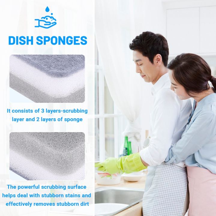Heavy Duty Scrub Sponges,Dual-Sided Dishwashing Sponge for Kitchen ...