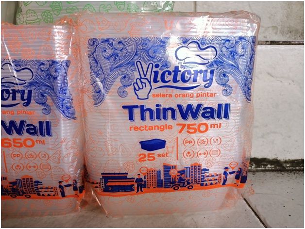 paket 50 pcs, Thinwall Victory segi panjang 750 ml, lebih besar ...