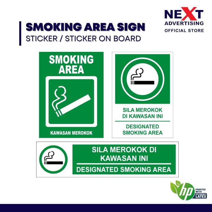 Designated Smoking Area Signage | Sticker or Sticker on Board | Lazada
