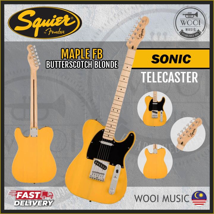 Squier Sonic Telecaster Electric Guitar w/Black Pickguard with Maple Fingerboard - Butterscotch ...