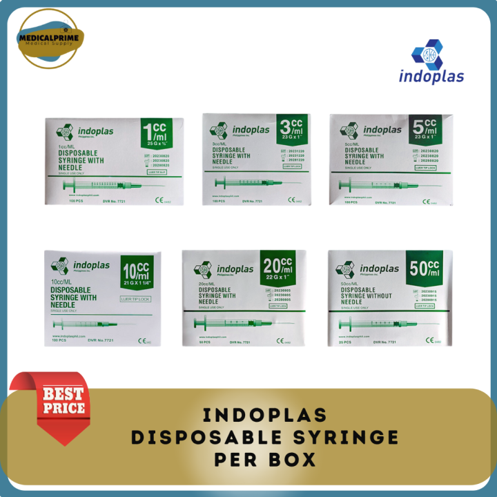 Indoplas Syringe (1cc, 3cc, 5cc, 20cc) Sold per Box | Lazada PH