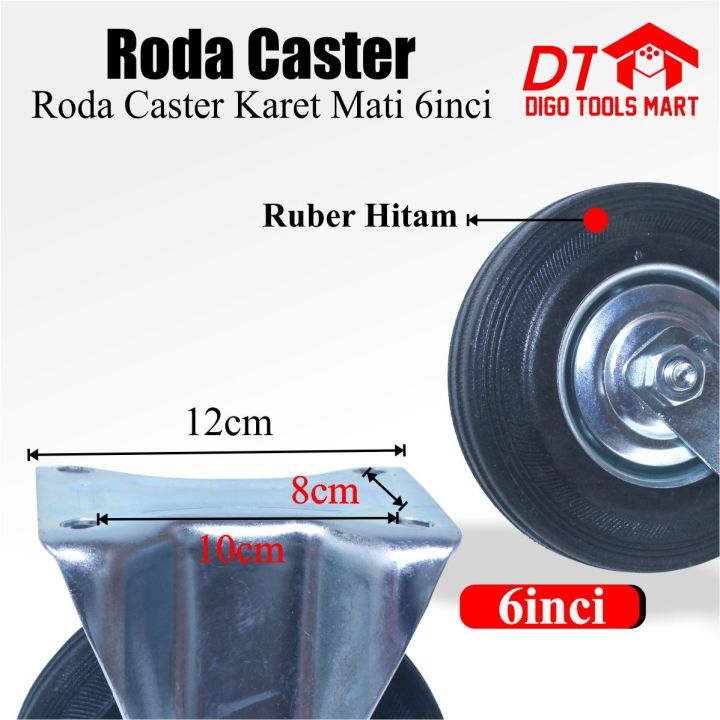 Roda Caster 6 Inci 150mm Rubber Karet Mati Roda Lori Roda Troli 1 Pcs ...