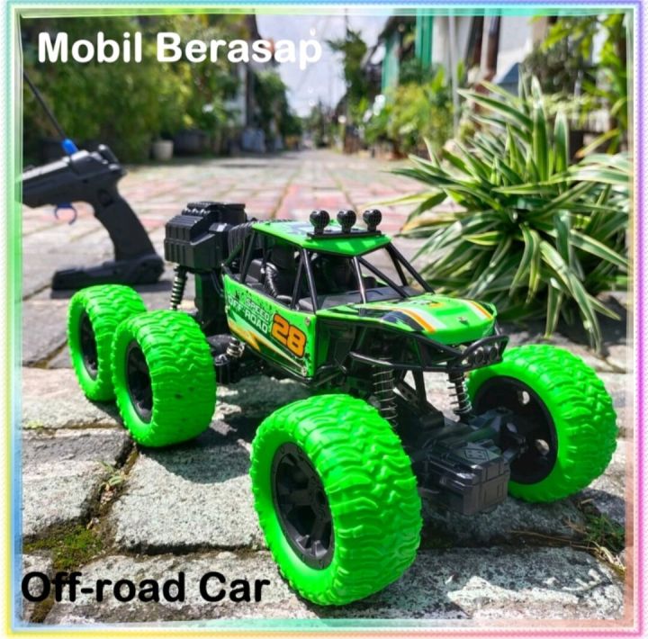 Mainan Mobil Remote Control Off Road bisa keluar Asap 6 Roda Besar ...