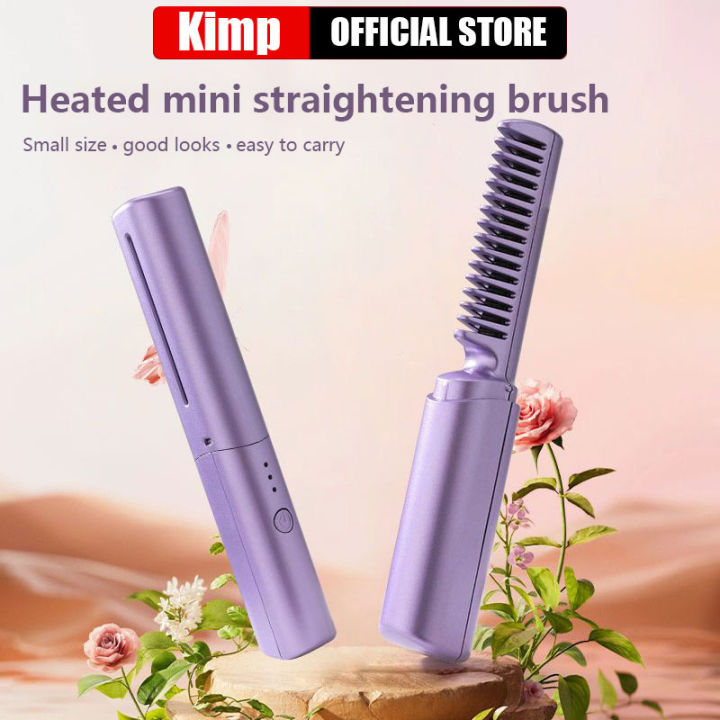 Kimp Electric Comb 2 in 1 Hair Straightener and Curler USB Charging ...